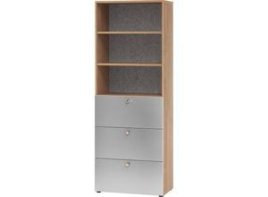 4032062181300 - ANNY-AC - Kombischrank mit Akustik-Rückwand 2 Fachböden 3 Hängeregistraturschübe Nussbaum-Dekor kaiserkraft
