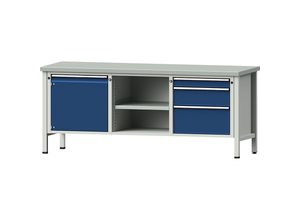 4014641048396 - Werkbank Gestellbauweise Serie V 1 Tür 540 mm 3 Schubladen Stahlblechbelag Teilauszug ANKE