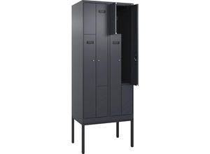 4068192988175 - Z-Spind Evolo PLUS 2 Abteile grau B 800 mm 4 Fächer mit schmalen Füßen Zylinderschloss kaiserkraft