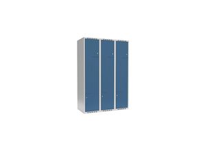 7042424120493 - Z-Spind Fydor 3 Abteile lichtgrau   brillantblau B 1200 mm 3 Abteile flache Dachform Zylinderschloss kaiserkraft