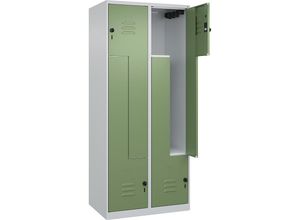 4067521322086 - Z-Spind Classic PLUS 2 Abteile lichtgrau   resedagrün B 800 mm mit Bodengleitern Drehriegel C+P