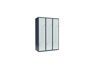 7042424834888 - Z-Spind Fydor 3 Abteile blaugrau   lichtgrau B 1200 mm 3 Abteile flache Dachform Vorhängeschloss kaiserkraft