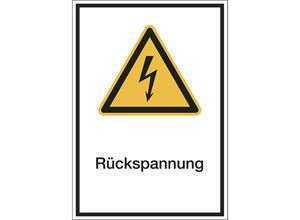 4061466043648 - Kombischilder mit Text für Warnkennzeichen Rückspannung VE 10 Stk Folie LxH 210 x 297 mm kaiserkraft