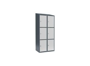 7042424831047 - 3er-Schließfachschrank Fydor 2 Abteile blaugrau   lichtgrau B 800 mm 2 Abteile schräge Dachform Vorhängeschloss kaiserkraft