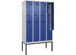 4068192924517 - Z-Spind Evolo PLUS 4 Abteile lichtgrau   enzianblau B 1200 mm 8 Fächer mit schmalen Füßen Sicherheits-Drehriegel kaiserkraft