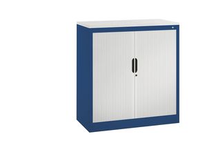 4059096870185 - Rollladenschrank mit Horizontal-Jalousie HxBxT 1030 x 1000 x 420 mm 2 Fachböden 25 Ordnerhöhen enzianblau   lichtgrau C+P