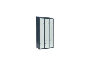 7042424834277 - Z-Spind Fydor 3 Abteile blaugrau   lichtgrau B 900 mm 3 Abteile schräge Dachform Vorhängeschloss kaiserkraft