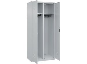 4067521331484 - Schwarz-Weiß-Spind Classic PLUS 1 Abteil lichtgrau HxB 1850 x 800 mm mit Bodengleitern Zylinderschloss C+P