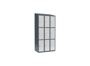 7042424833997 - 3er-Schließfachschrank Fydor 3 Abteile blaugrau   lichtgrau B 900 mm 3 Abteile schräge Dachform Vorhängeschloss kaiserkraft