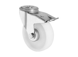 4260475211523 - Polyamid-Reifen weiß Rad-Ø x Breite 160 x 50 mm Rückenloch ab 2 Stk Lenkrolle mit Doppelstopp eurokraft basic