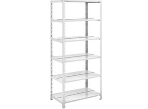 4250623738354 - Akten-Schraubregal lichtgrau RAL 7035 Regalhöhe 1850 mm doppelseitig Grundregal Breite x Tiefe 750 x 600 mm hofe