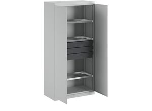 4061753035035 - eurokraft pro Materialschrank Breite 950 mm 3 Ausziehböden 3 Schubladen Tür lichtgrau