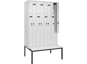 4068427113457 - Z-Spind Evolo PLUS Sitzbank 4 Abteile weiß B 1200 mm Sicherheits-Drehriegel mit untergebauter Sitzbank Kunststoff kaiserkraft