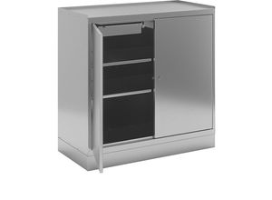 4021177027689 - eurokraft basic Edelstahl-Werkzeugschrank mit 2 Fachböden und 2 Schubladen HxBxT 1000 x 1000 x 500 mm