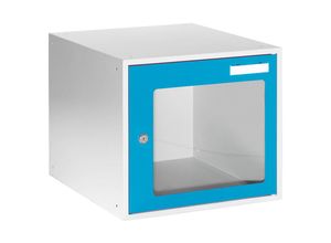 4061753006578 - eurokraft basic Schließfachwürfel mit Sichtfenster HxBxT 350 x 400 x 450 mm Türrahmen lichtblau RAL 5012