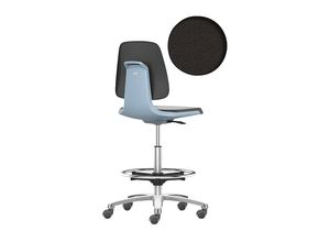 4016849597836 - Arbeitsdrehstuhl LABSIT Hochstuhl mit Sitz-Stopp-Rollen und Fußring Sitz mit Stoffbezug blau bimos
