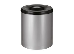 8713631009480 - Sicherheits-Papierkorb Stahl selbstlöschend Volumen 80 l HxØ 540 x 465 mm Korpus alusilber   Löschkopf schwarz kaiserkraft