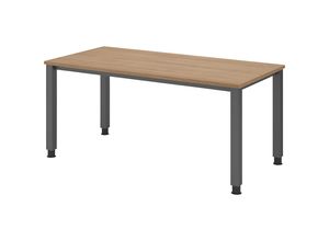 4032062311165 - HAMMERBACHER QS16 höhenverstellbarer Schreibtisch nussbaum rechteckig 4-Fuß-Gestell grau 1600 x 800 cm