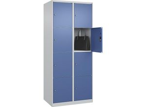 4067521351154 - 4er-Schließfachschrank Classic PLUS 2 Abteile lichtgrau   fernblau B 800 mm 8 Fächer mit Bodengleitern C+P