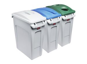 4061753258106 - Wertstoffsortierstation 3er Set SLIM JIM® Volumen 3 x 60 l Doseneinwurf Papiereinwurf geschlossen Rubbermaid