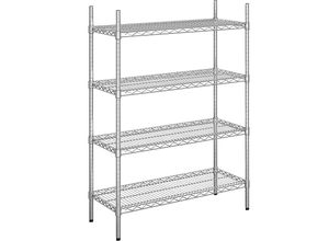 4260285071096 - Stahldraht-Gitterregal verchromt Fachlast 150 kg BxT 910 x 460 mm Grundregal Höhe 1370 mm 4 Fachböden kaiserkraft