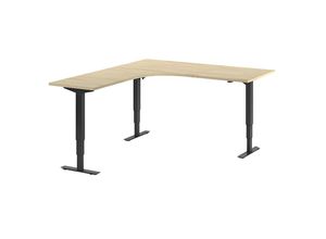 4061753259479 - Schreibtisch Atlanta elektrisch höhenverstellbar L-Form BxT 1800 x 2000 mm Eiche schwarz links kaiserkraft