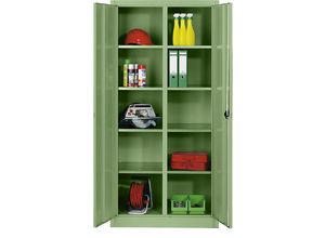 4064615175351 - Materialschrank aus Stahlblech 8 Fachböden HxBxT 1950 x 1200 x 500 mm resedagrün C+P