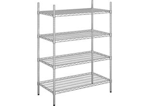 4260285071133 - Stahldraht-Gitterregal verchromt Fachlast 150 kg BxT 910 x 610 mm Grundregal Höhe 1370 mm 4 Fachböden kaiserkraft