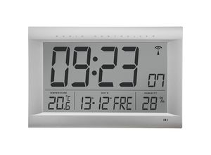 4030275000982 - LCD-Funkwanduhr HxBxT 265 x 415 x 45 mm silber matt kaiserkraft
