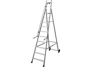 8028406109662 - Mobile Lager- und Regalleiter mit 2 Handläufen und Rollen 10 Stufen inkl Plattform kaiserkraft