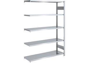 4250623790352 - eurokraft pro Lager-Steckregal verzinkt HxB 2000 x 1300 mm mit 5 Stahlböden Anbauregal Fachlast 230 kg Tiefe 500 mm