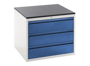 4040376926814 - Schubladenschrank mit Teleskopführungen Höhe 640 mm Schubladen 3 x 180 mm lichtgrau   enzianblau Breite 770 mm RAU