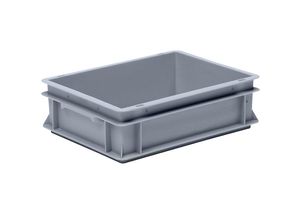 4051513000267 - Euro-Stapelbehälter aus Polypropylen (PP) Traglast 20 kg silbergrau Volumen 10 l Außenhöhe 120 mm VE 8 Stk kaiserkraft