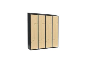 7042424849035 - Z-Spind Fydor 4 Abteile grau   Birke B 1200 mm 4 Abteile schräge Dachform Zylinderschloss kaiserkraft