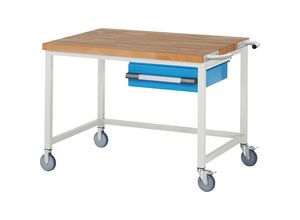 4061753265395 - eurokraft pro Fahrbare Werkbank Serie 8000 Gestellbauweise 1 Hängeschublade BxT 1250 x 900 mm