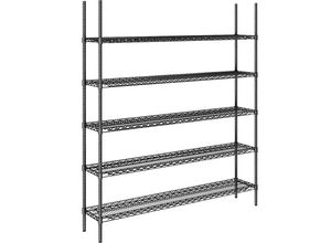 4061753091208 - Stahldraht-Gitterregal schwarz Fachlast 250 kg BxT 1520 x 360 mm Grundregal Höhe 1880 mm 5 Fachböden kaiserkraft