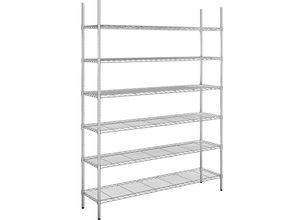 4061753091741 - Stahldraht-Gitterregal verchromt Fachlast 100 kg BxT 1520 x 460 mm Grundregal Höhe 2180 mm 6 Fachböden kaiserkraft