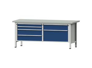 4014641016517 - Werkbänke 2000 mm breit Gestellbauweise 6 Schubladen Stahlblechbelagplatte Höhe 840 mm ANKE