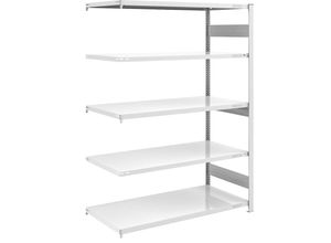4250623791236 - Schwerlast-Steckregal grau beidseitig Regalhöhe 2000 mm 5 Böden Anbauregal BxT 1300 x 800 mm hofe