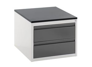 4040376926630 - Schubladenschrank mit Teleskopführungen Höhe 460 mm Schubladen 2 x 180 mm lichtgrau   anthrazit-metallic Breite 580 mm RAU