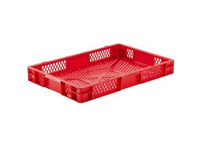 4031022064431 - Euro-Format-Stapelbehälter Wände und Boden durchbrochen LxBxH 600 x 400 x 75 mm rot VE 5 Stk kaiserkraft