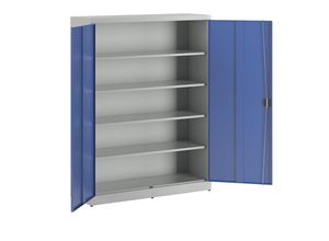 4250633323816 - mauser Jumbo-Flügeltürschrank Breite 1500 mm 4 Fachböden Tiefe 500 mm Türen enzianblau