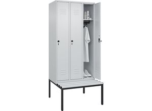 4066681792647 - Spind Classic PLUS Sitzbank 3 Abteile lichtgrau B 900 mm Sicherheits-Drehriegel untergebaut Kunststoff C+P