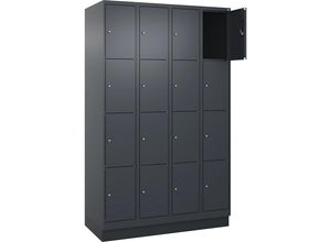 4068192028154 - 4er-Schließfachschrank Evolo PLUS 4 Abteile grau B 1200 mm 16 Fächer mit Bodensockel Zylinderschloss kaiserkraft