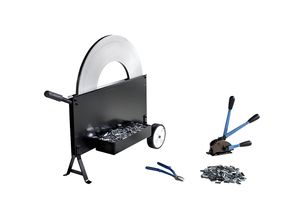 4030198177112 - Umreifungs-Set Stahlband Spann- und Verschlussgerät Schere fahrbarer Abroller Band Verschlusshülsen Bandbreite 16 mm ratioform