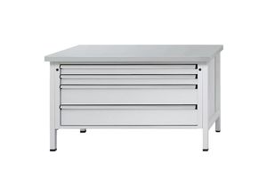 4014641405243 - Werkbank mit XL XXL-Schubladen Gestellbauweise Breite 1500 mm 4 Schubladen Stahlblechbelagplatte Front lichtgrau ANKE
