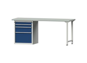 4014641034436 - Werkbank Gestellbauweise Serie V 4 Schubladen mit 2 x 90 1 x 180 1 x 360 mm Stahlblechbelagplatte Breite 2000 mm ANKE