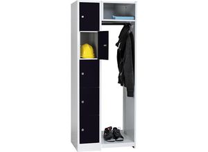 4250618216683 - Schließfachgarderoben-System 5 Fächer links 5 Kleiderbügel Gesamtbreite 750 mm Fachbreite 298 mm tiefschwarz lichtgrau