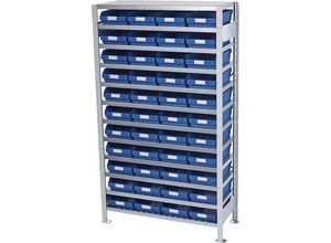 4250621500687 - Steckregal mit Regalkästen Regalhöhe 1790 mm Grundregal Tiefe 300 mm 44 Kästen blau STEMO