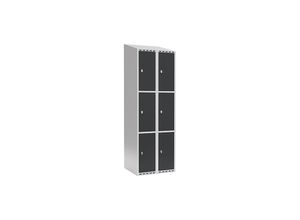 7042423039932 - 3er-Schließfachschrank Fydor 2 Abteile lichtgrau   grau B 600 mm 2 Abteile schräge Dachform Vorhängeschloss kaiserkraft